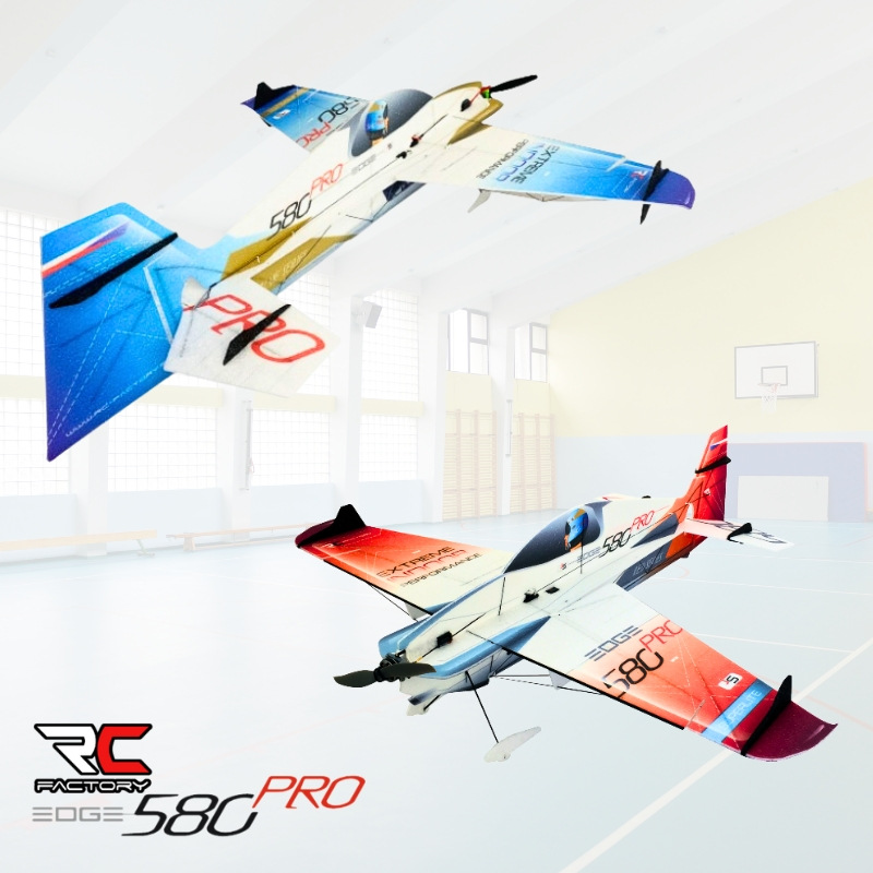 RC Factory Avion indoor Edge 580 PRO Rouge / Bleu _ R-Models